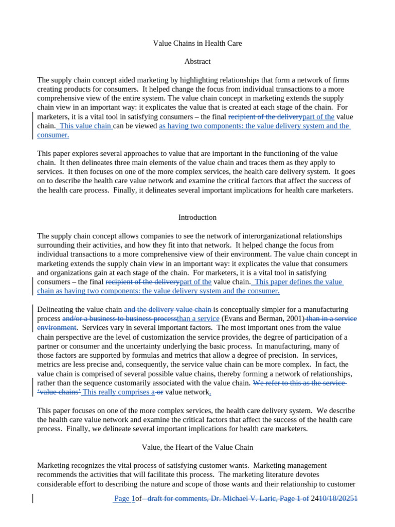 Value Chains in Healthcare | PDF | Marketing | Medical Prescription