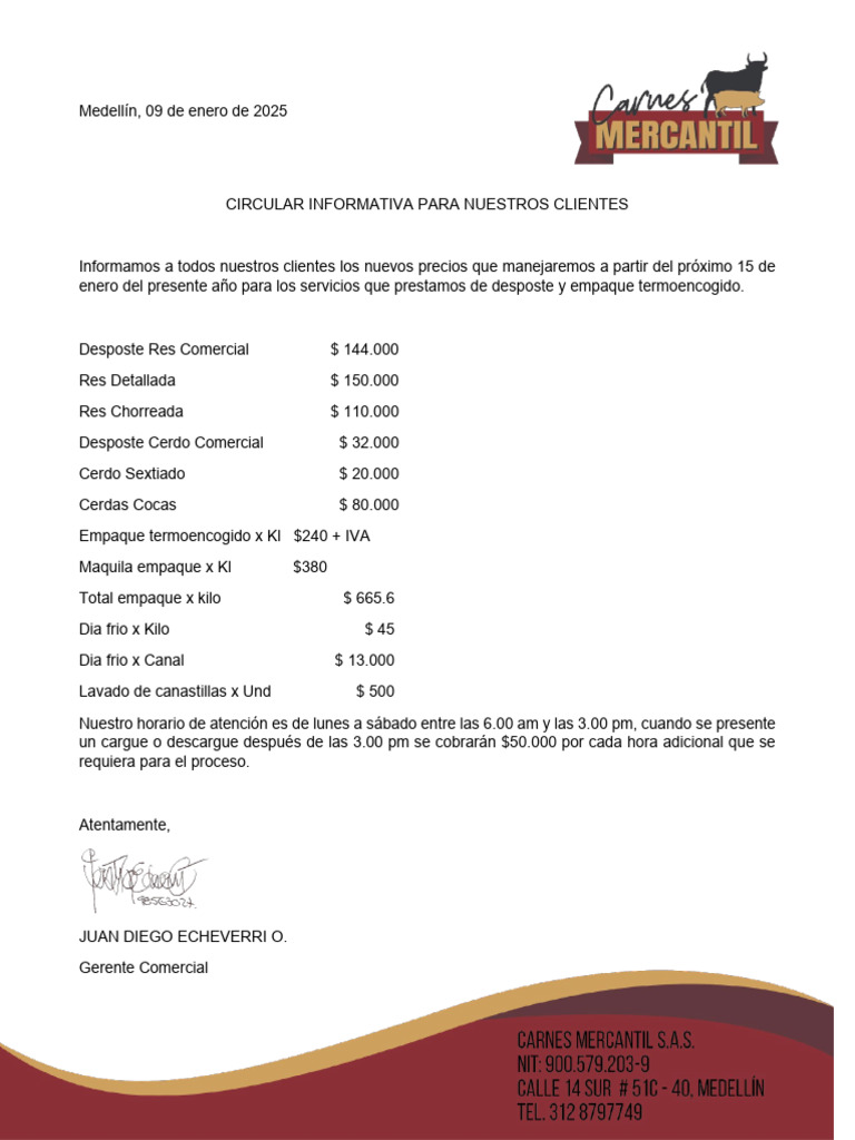 Circular Clientes Precios Año 2025-1 | PDF