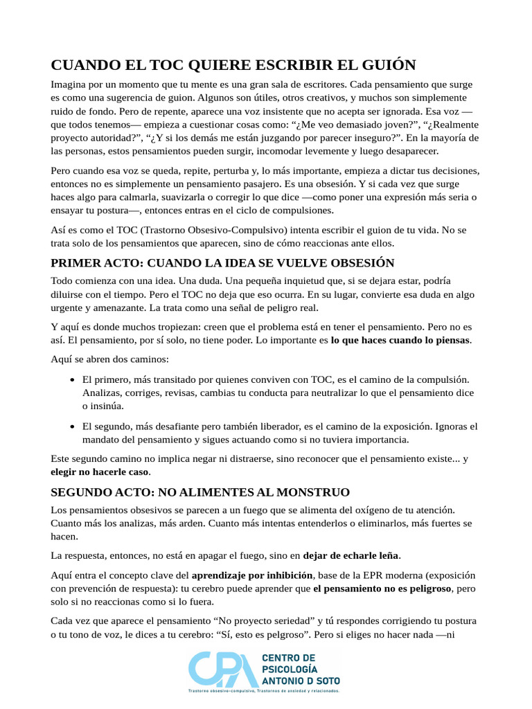 Elguion | PDF | Desorden obsesivo compulsivo | Pensamiento