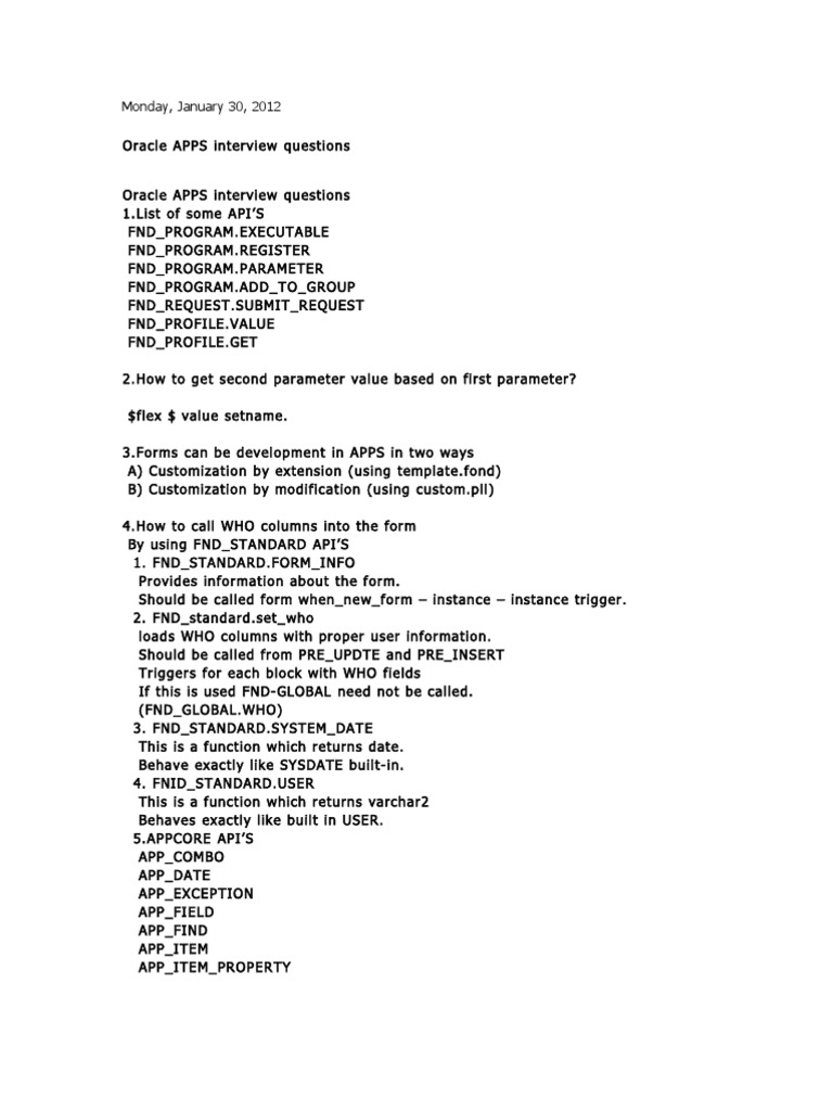 Oracle Apps Interview FAQ's | PDF | Parameter (Computer Programming) | Sql