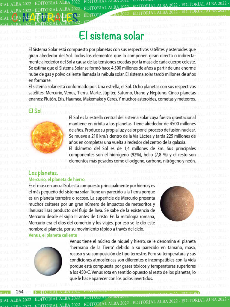 Sistema Solar: Planetas y Sol | PDF | Ciencias Naturales | Sistema solar