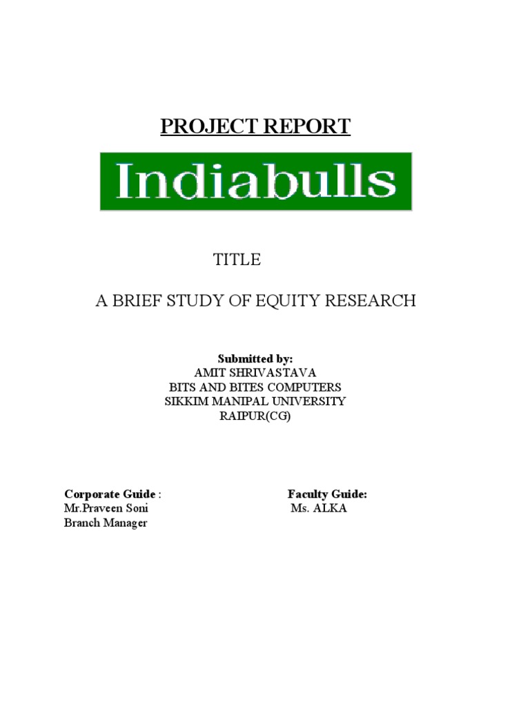 Project Report | PDF | Margin (Finance) | Financial Markets