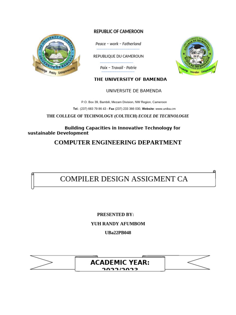Compiler Design Uba22pb048 Yuh CA Assignment | PDF | Parsing | Compiler
