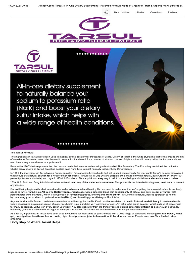 Body Map of Where Tarsul Helps | PDF | Gastrointestinal Tract | Potassium