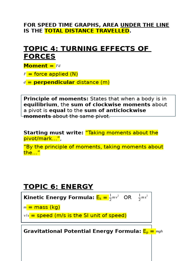 Physics Stuff To Remember | PDF | Force | Kinetic Energy