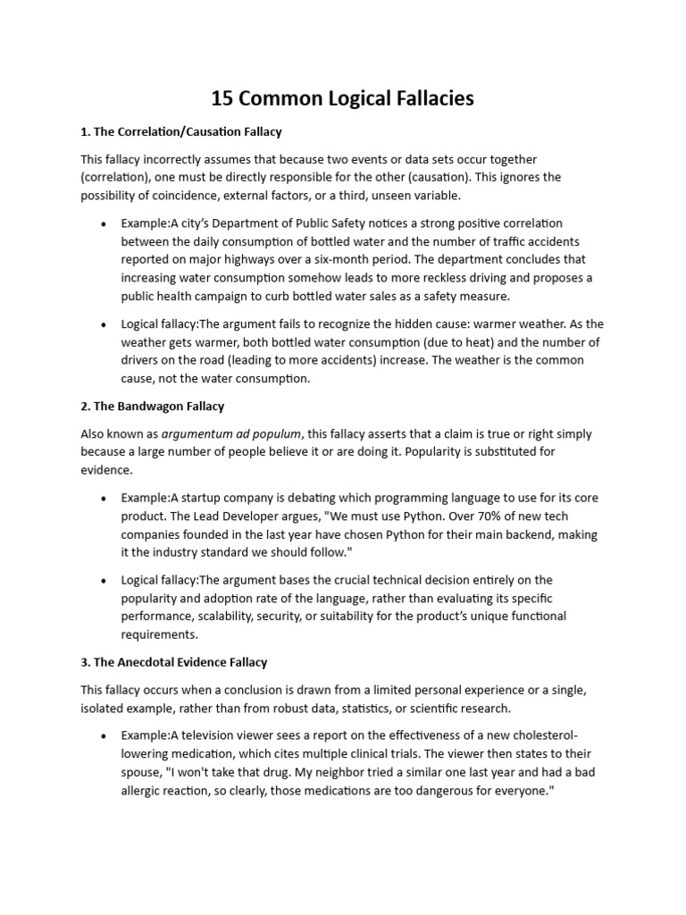 15 Logical Fallacies Examples | PDF | Fallacy | Logic