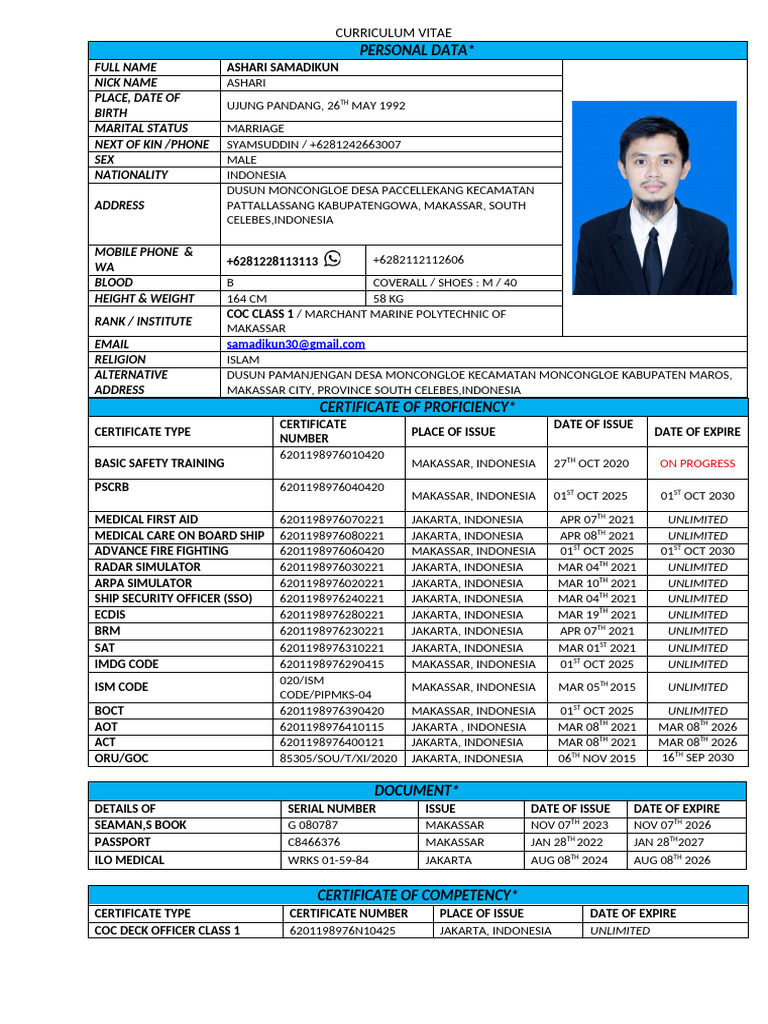 Ashari Update Cv 2025-1 | PDF | Water Transport | Shipping
