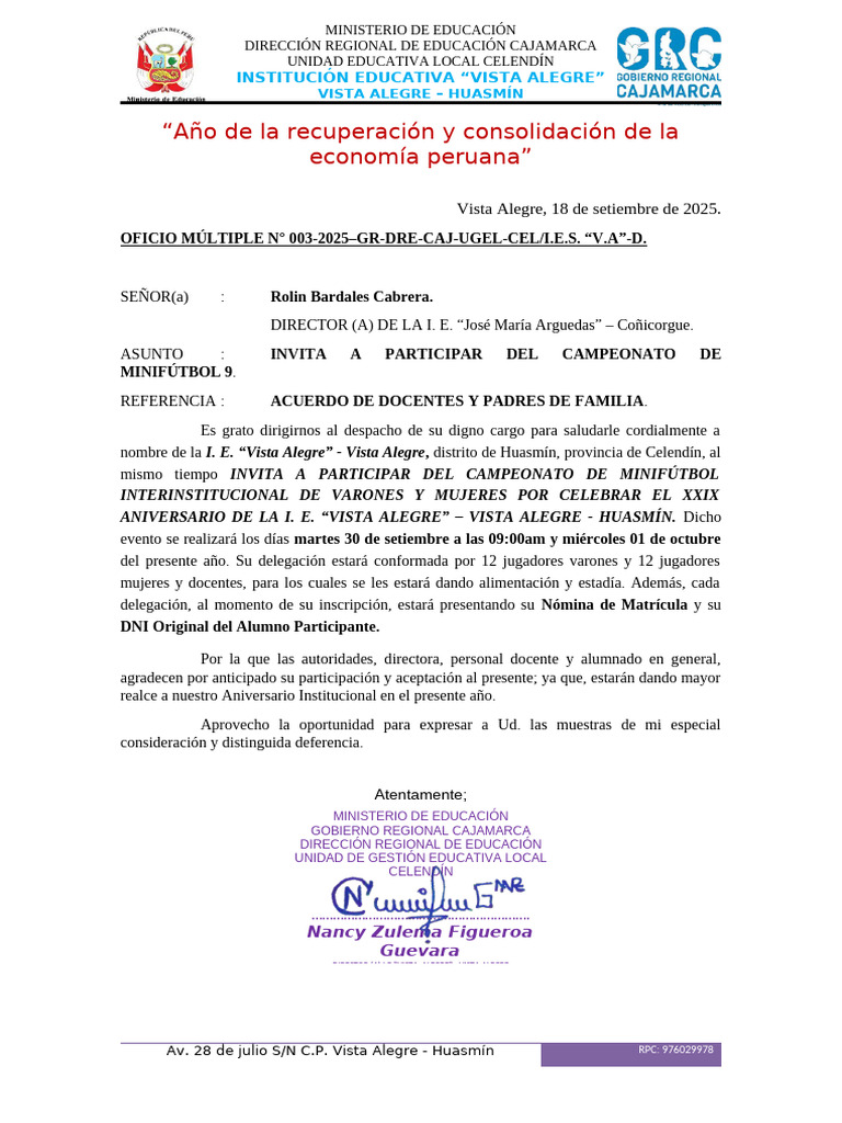 Oficio Múltiple 003 - Coñicorgue | PDF