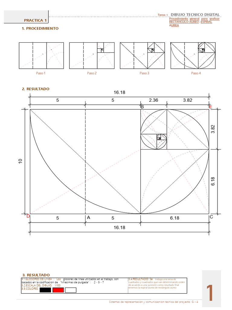 Dibujo Técnico del Rectángulo Áureo | PDF | Politopos | Formas geométricas