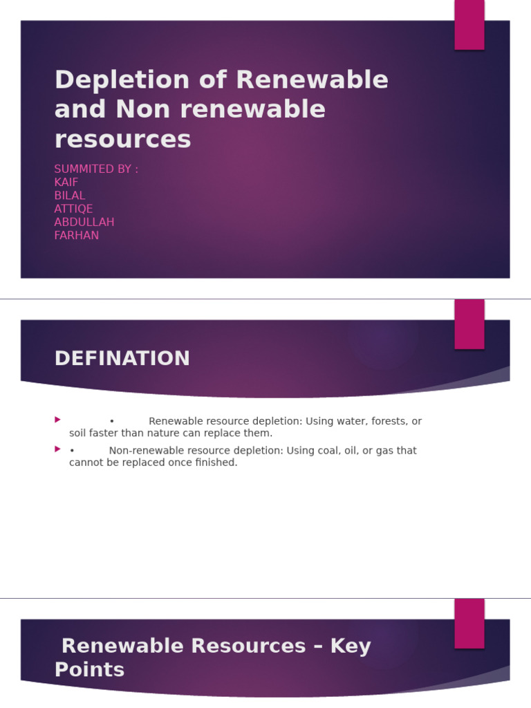 Depletion of Renewable and Non Renewable Resources | PDF