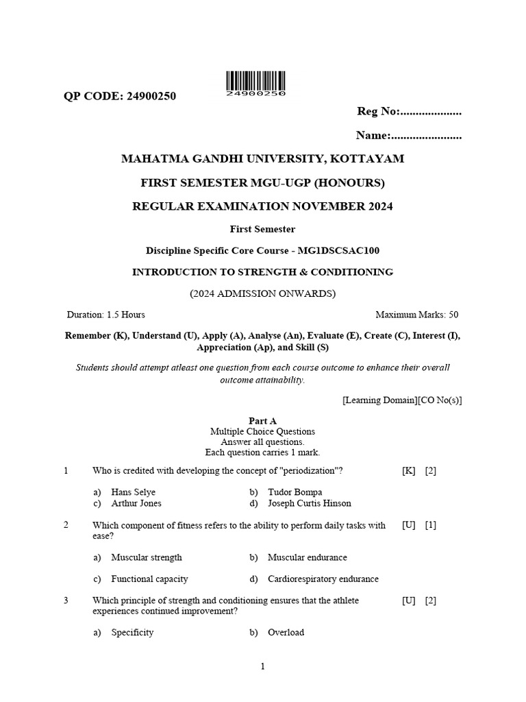 Introduction To Strength and Conditioning MG1DSCSAC100 | PDF | Strength ...