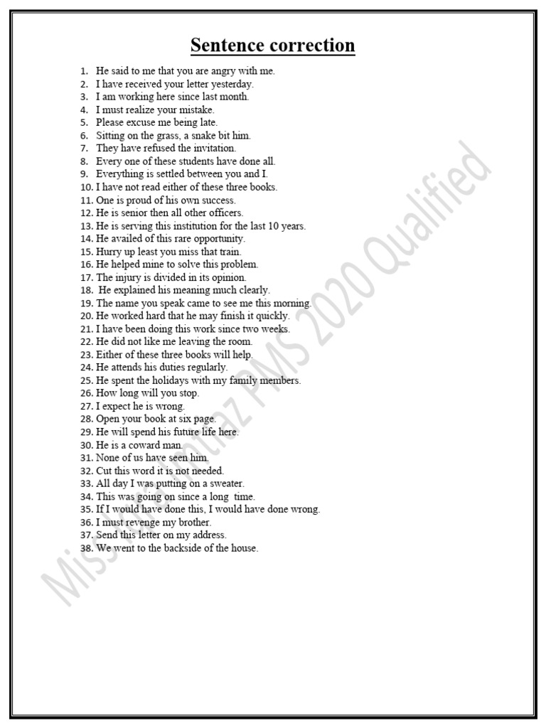 Sentence Correction Final | PDF