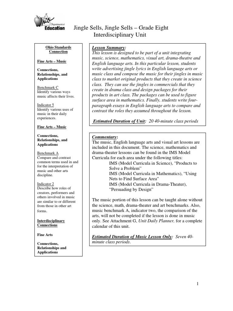 Jingles Unit | PDF | Volume | Teaching Mathematics