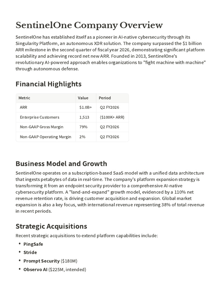 SentinelOne Company Overview | PDF