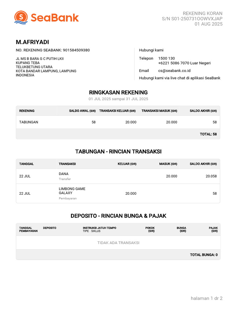 Seabank Statement 20251004 | PDF