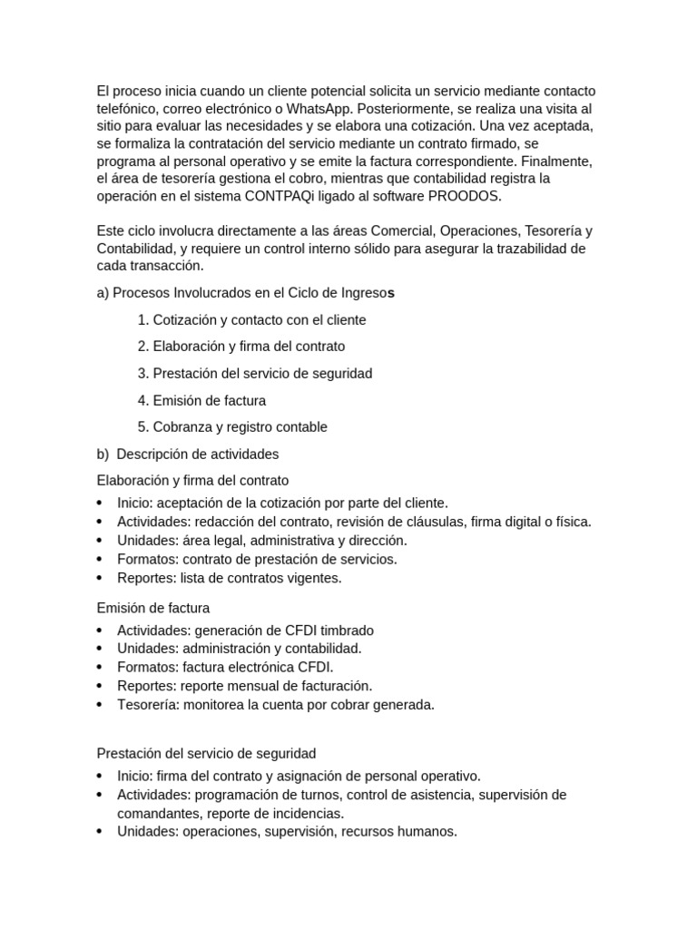 El proceso inicia cuando un cliente potencial solicita un servicio ...