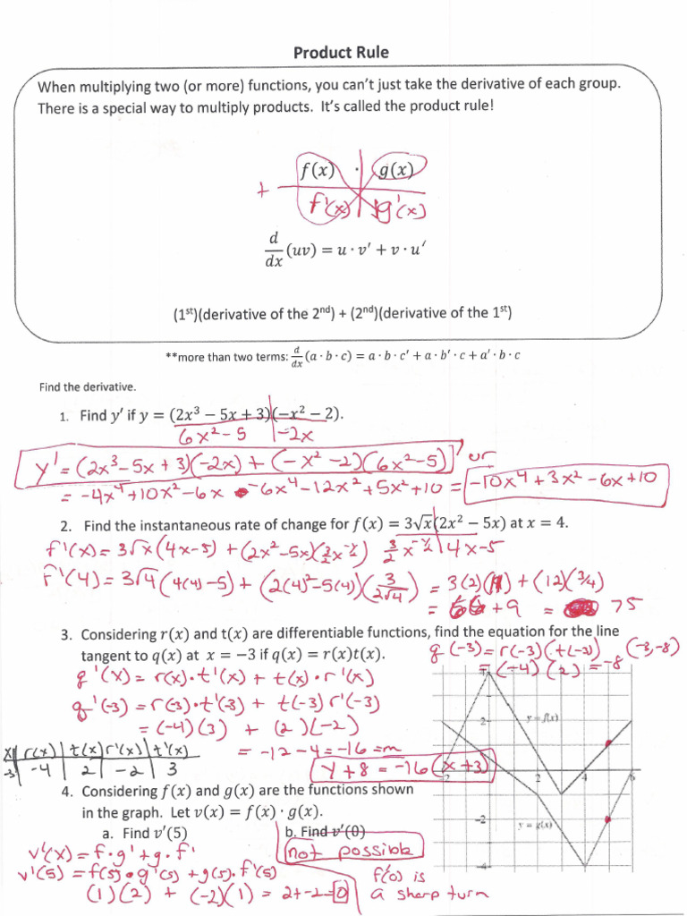 8 Product Rule and 9 Quotient Rule KEY | PDF