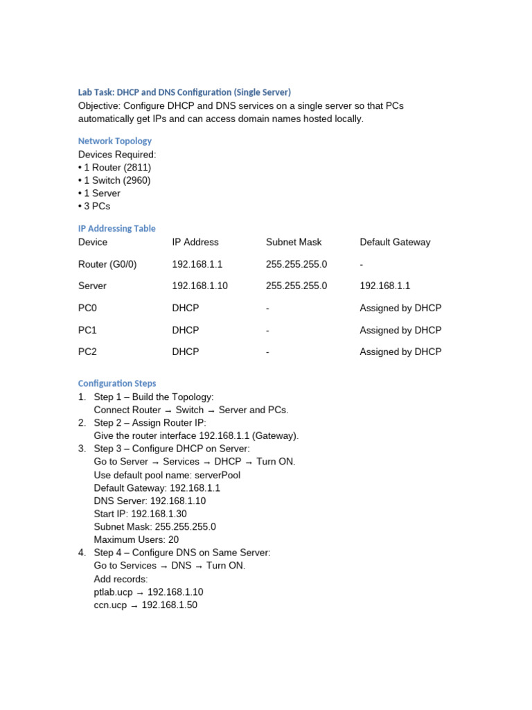 DHCP and DNS Lab Task | PDF