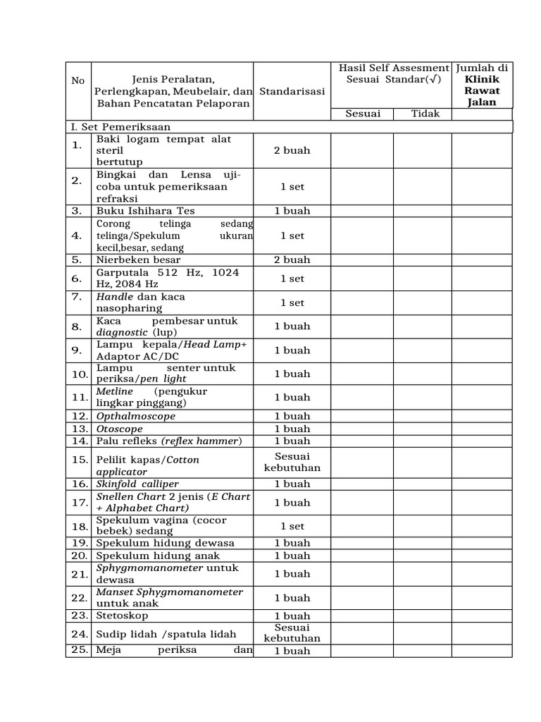 Form Alat Self Assesment | PDF