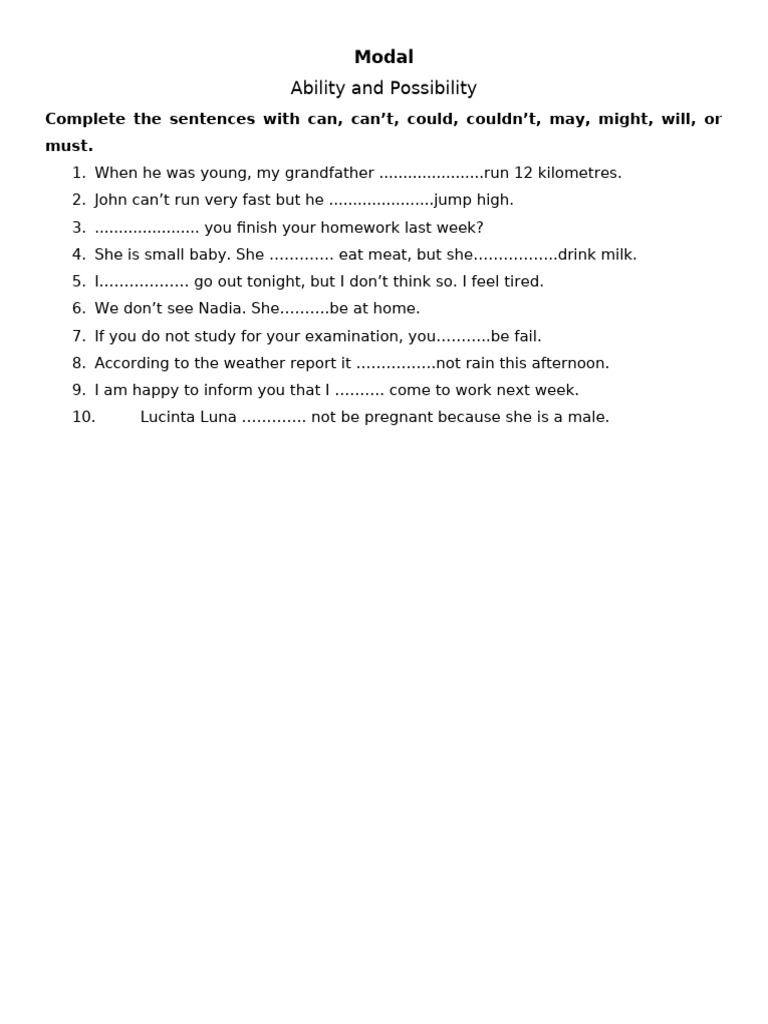 Ability & Possibility | PDF
