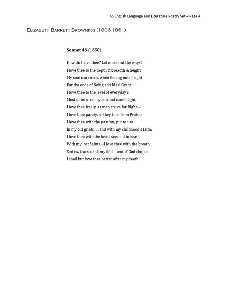Pp03 - Elizabeth Barrett Browning - Sonnet 43 | PDF