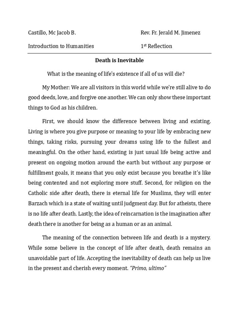 Castillo 1st Reflection | PDF