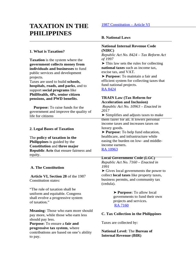 Evolution of Taxation in the Philippines | PDF | Taxes | Government ...