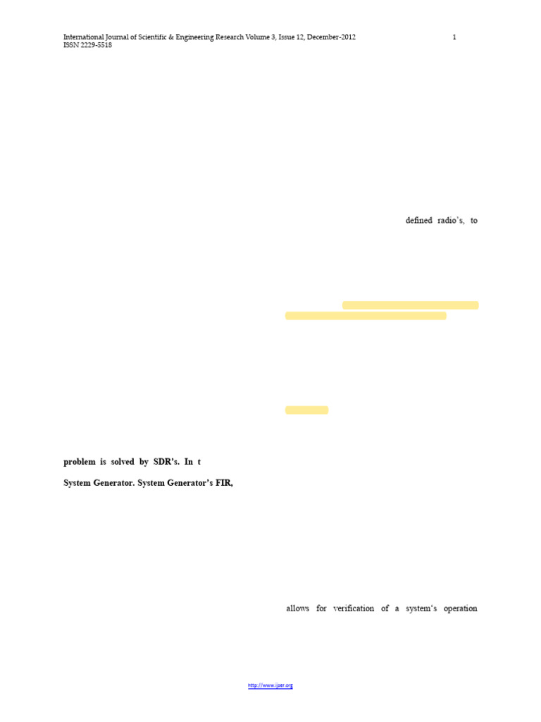 Design and Implementation of Software Defined Radio Using Xilinx System ...