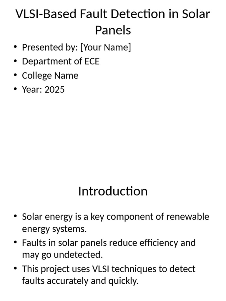 VLSI Fault Detection in Solar Panels | PDF