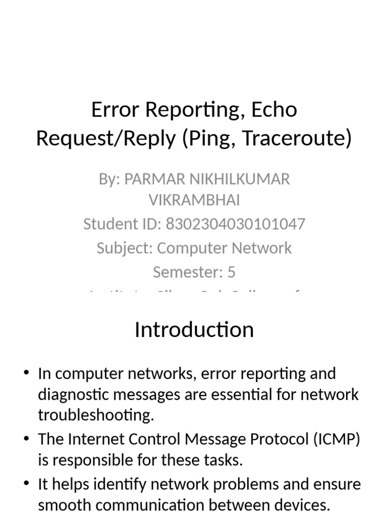 Assignment4 ErrorReporting Ping Traceroute PARMA NIKHIL | PDF | Computer Network | Network Layer ...