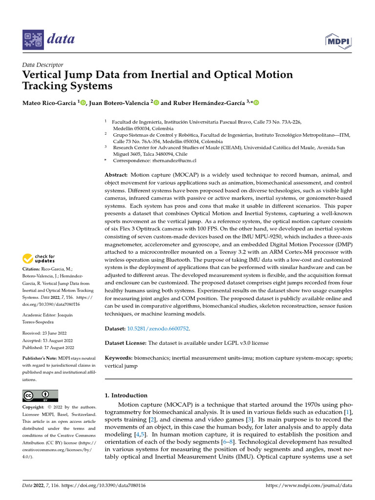 Vertical Jump Data From Inertial and Optical Motion Tracking Systems ...