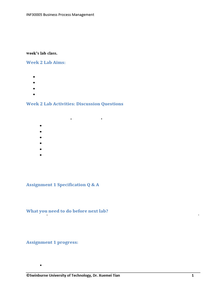 INF30005 Week 2 Lab Activity | PDF | Business Process Management | Business