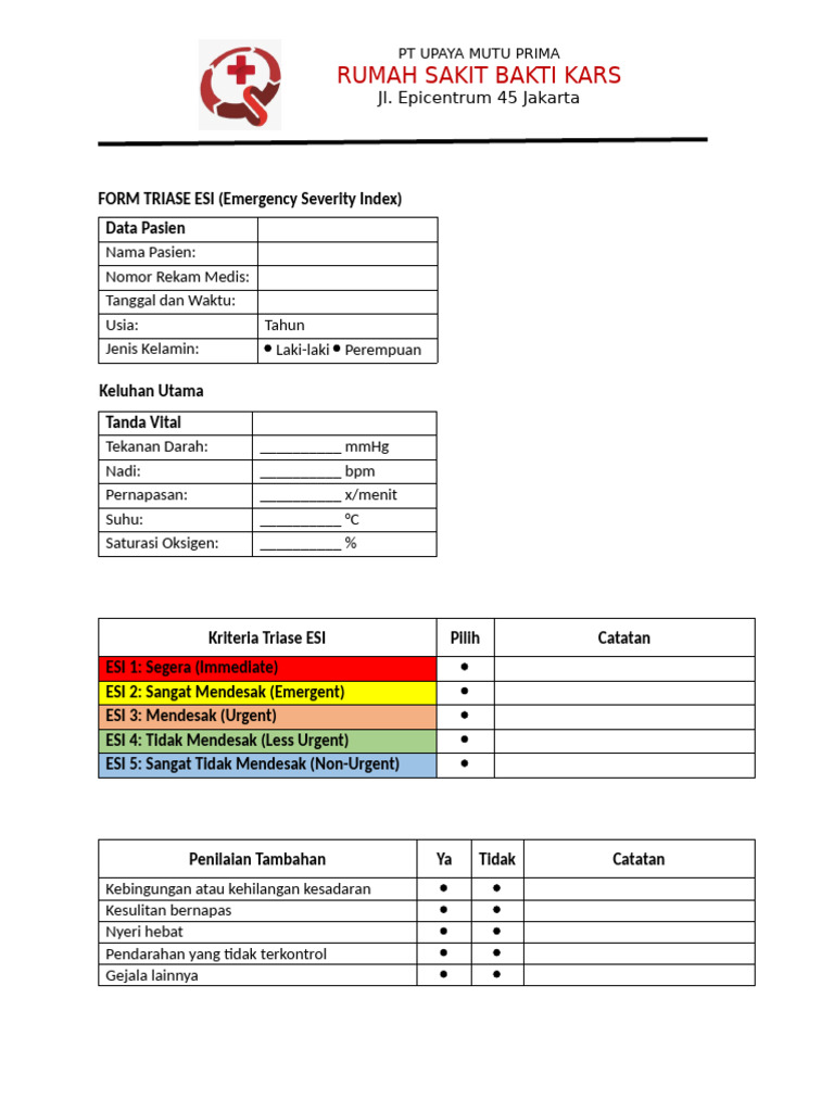 Panduan Form Triase ESI UGD | PDF
