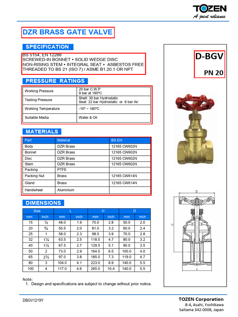 2.1.1 Van Cổng D-BGV [DN50 Trở Xuống] | PDF | Mechanical Engineering | Plumbing