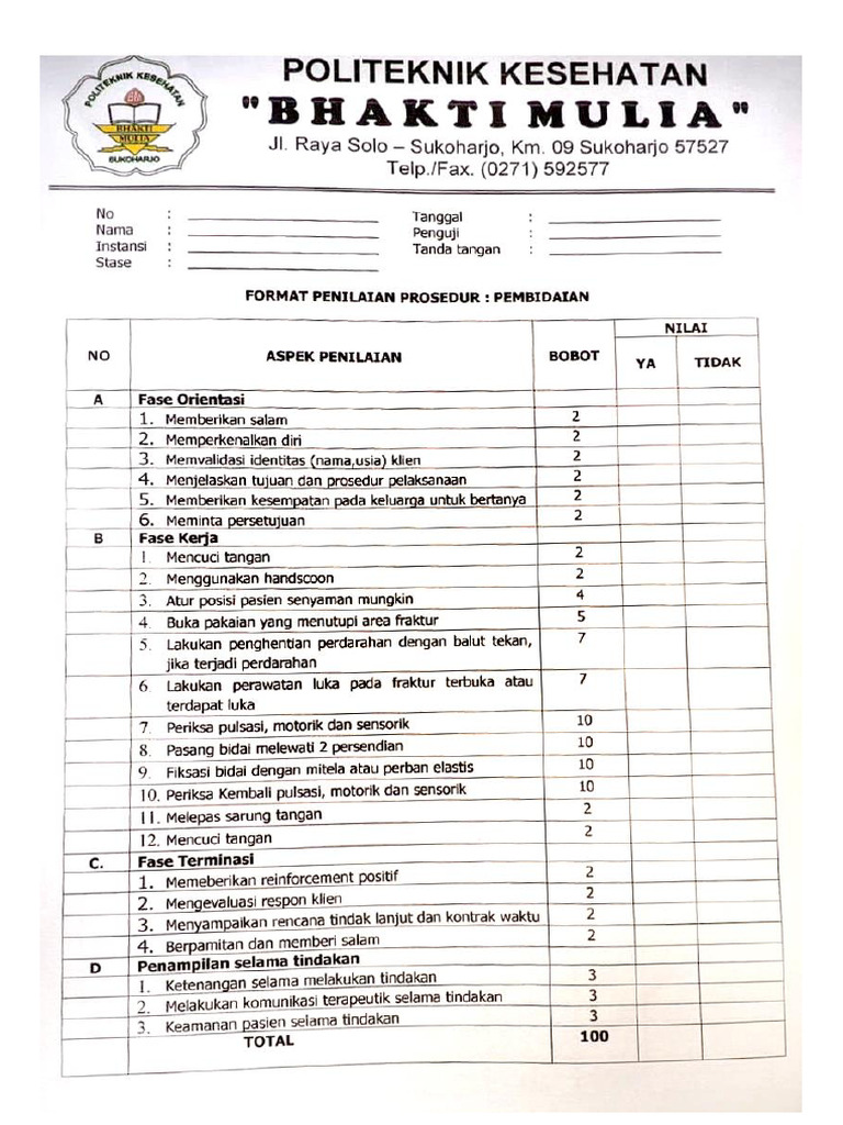 Format Penilaian Prosedur | PDF