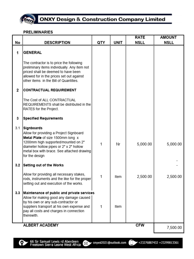 Preliminary Cost Breakdown for Project | PDF