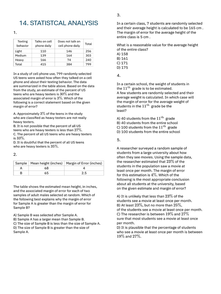 Statiscal Analysis | PDF
