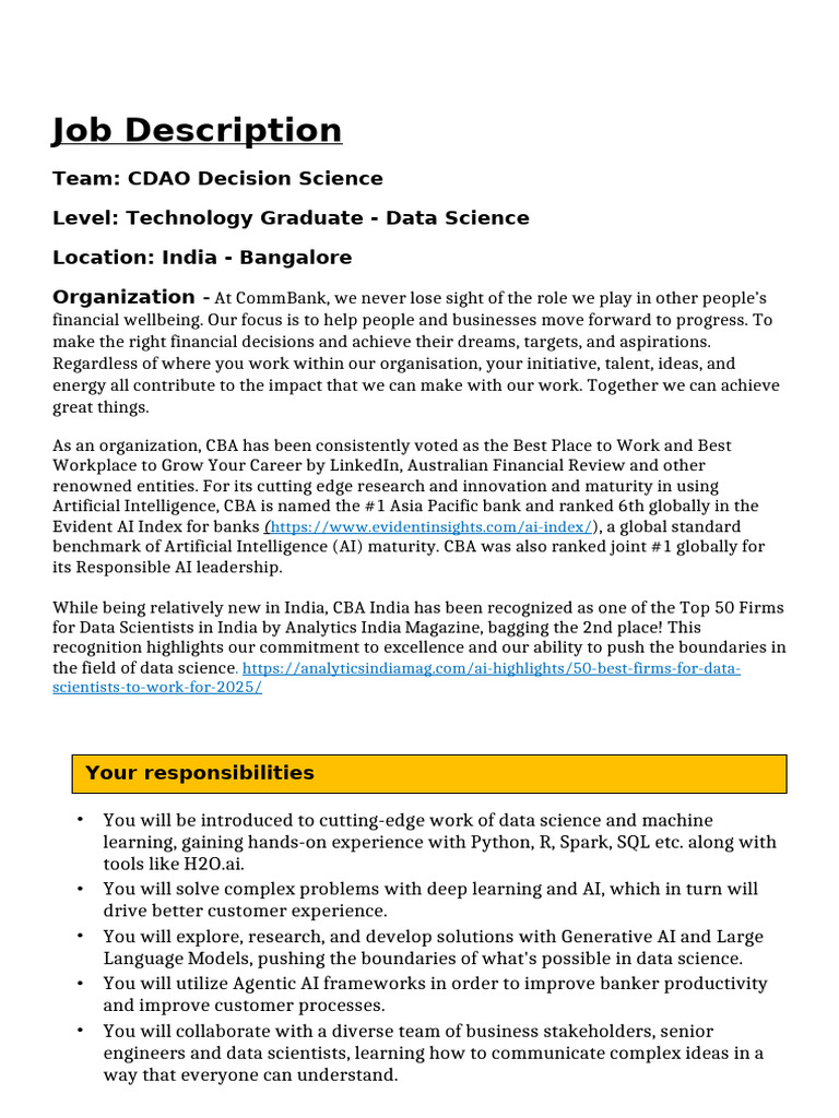 JD CDAO Technology Graduate - Data Science CBA 003 | PDF | Artificial ...