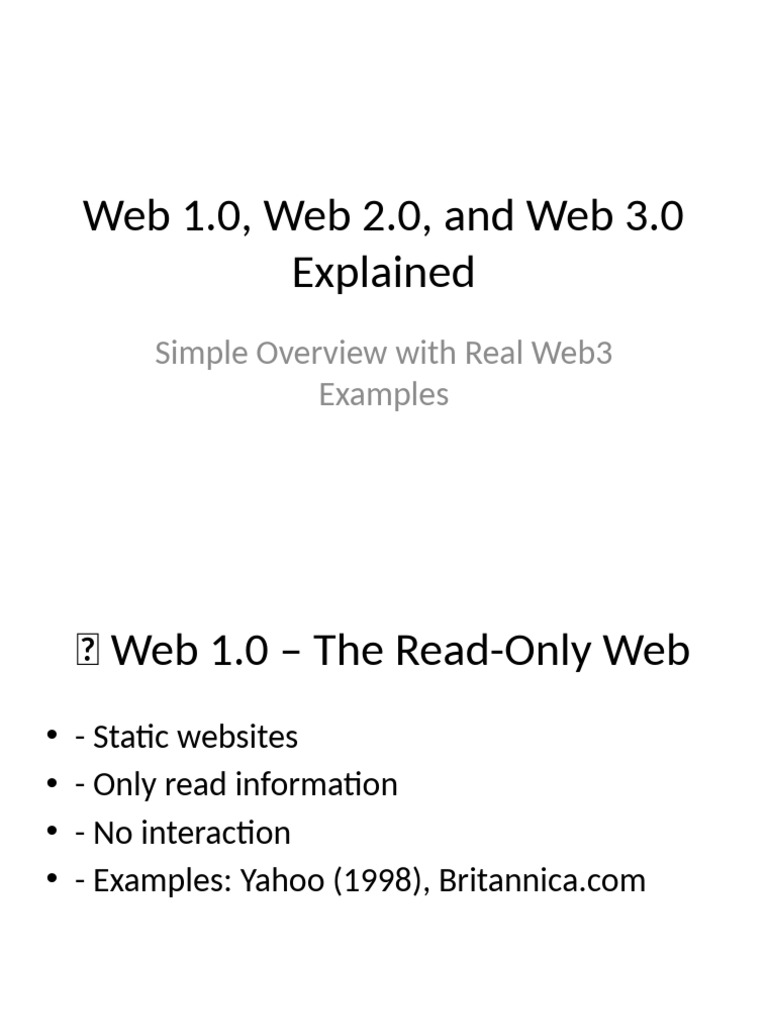 Web 1 2 3 Explained With Web3 Examples | PDF
