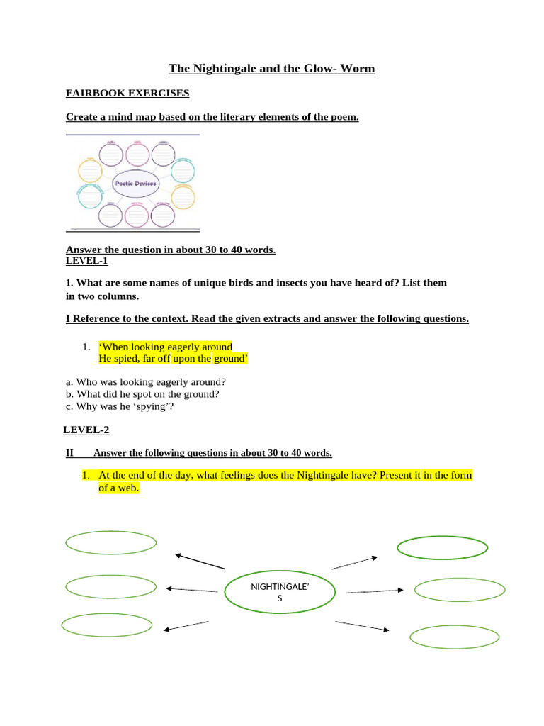 FAIR NOTEBOOK WORK The Nightingale and The Glow - Worm | PDF