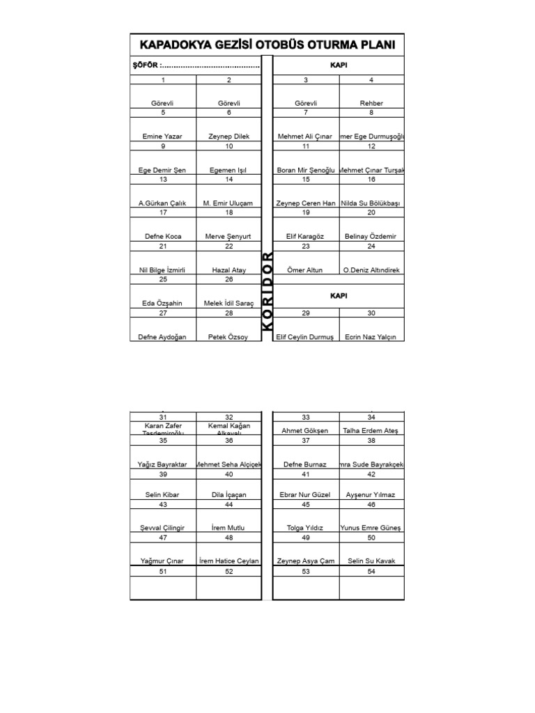 Otobüs Oturma Planı | PDF