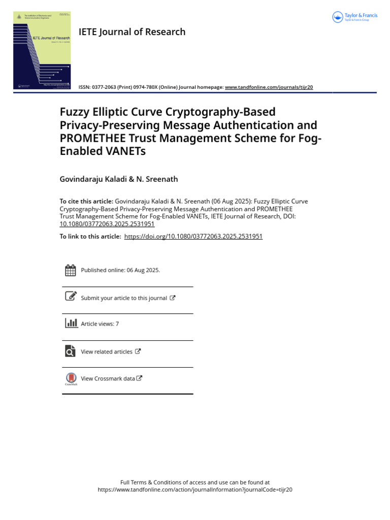 Fuzzy Elliptic Curve Cryptography-Based Privacy-Preserving Message Authentication and PROMETHEE ...