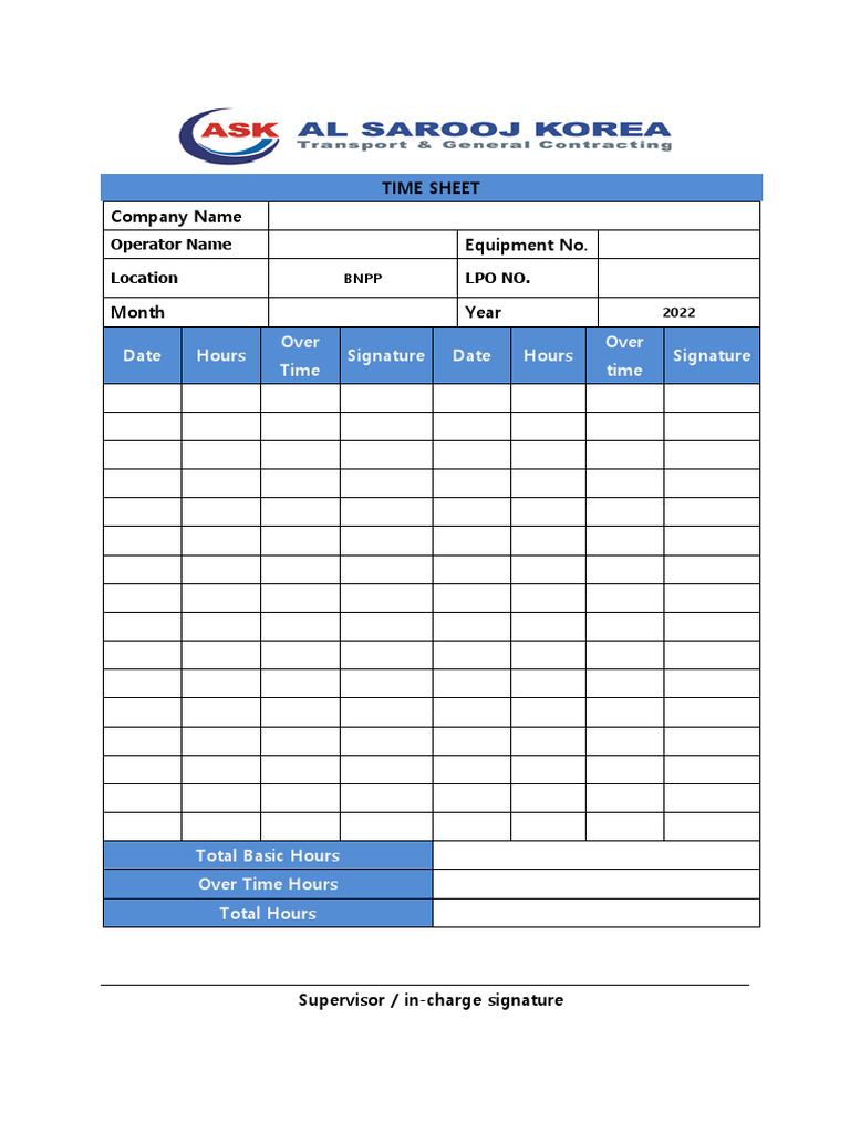 ASK Time Sheet | PDF