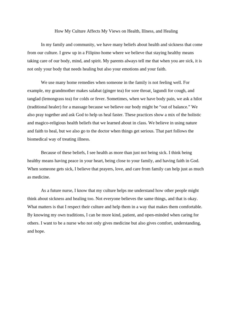 How My Culture Affects My Views On Health | PDF