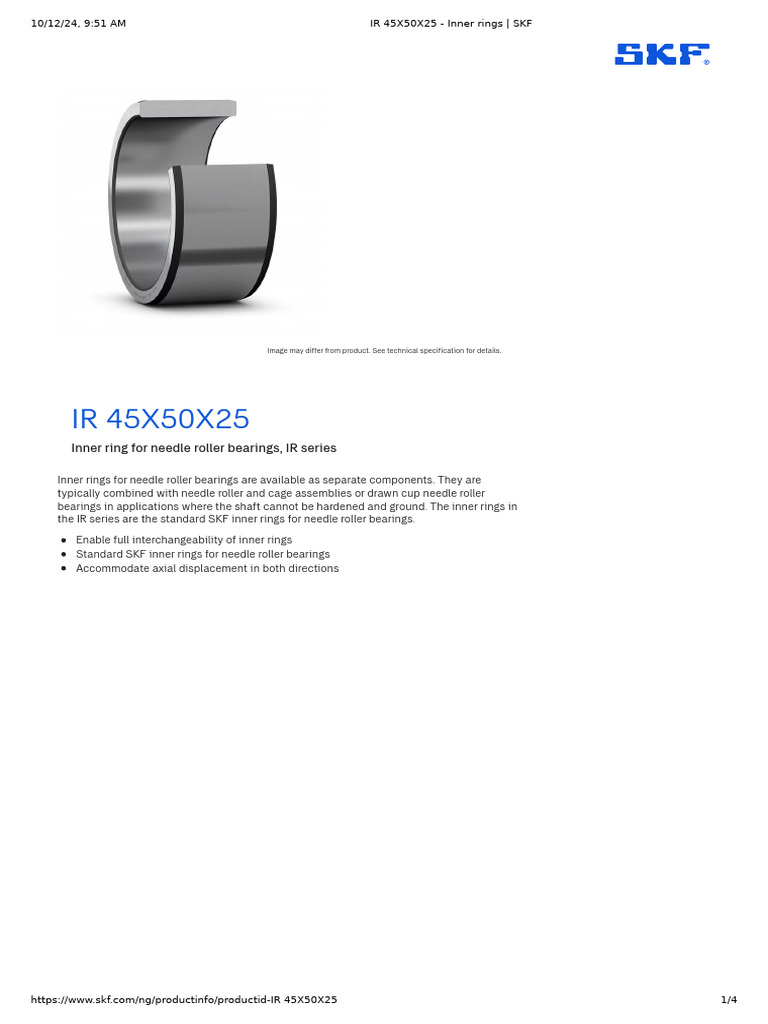 IR 45X50X25 - Inner Rings - SKF | PDF | License | Business Law
