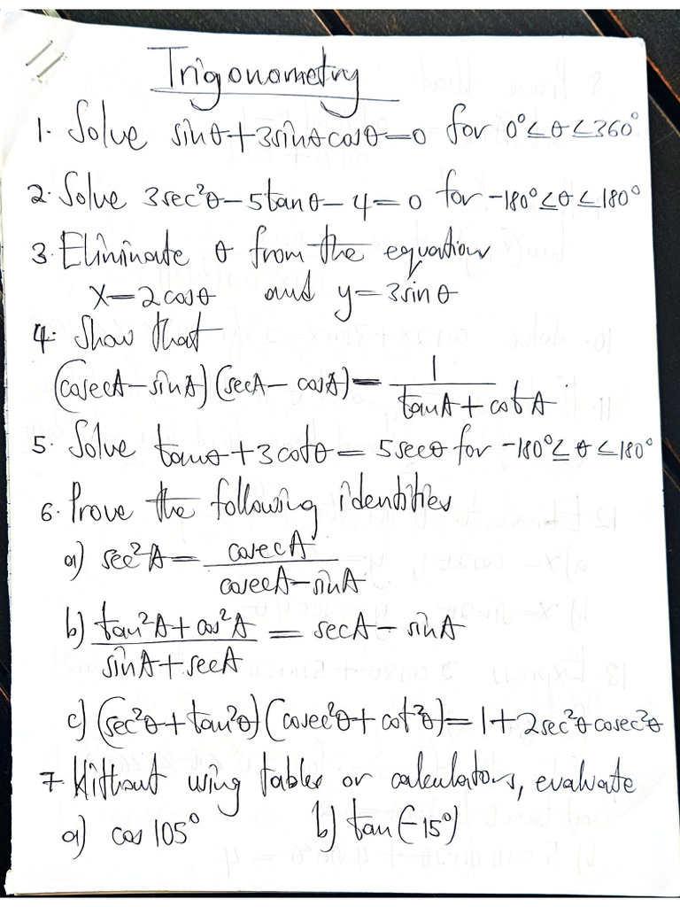 Trigonometry S.6 | PDF
