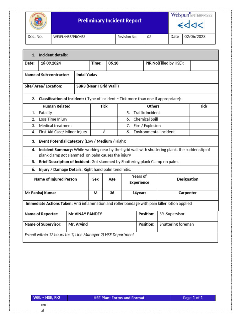 FAC - MR Pankaj First Aid Report | PDF