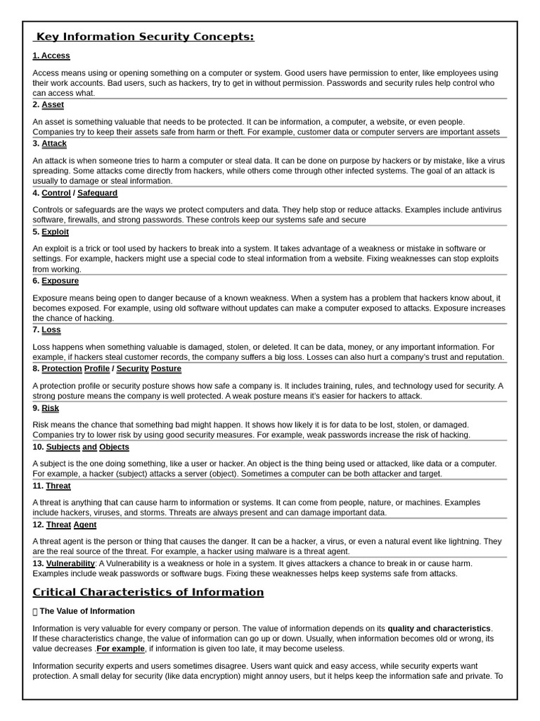Key Information Security Concepts | PDF | Security | Computer Security