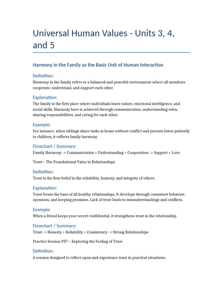 Universal Human Values: Harmony & Trust | PDF | Value (Ethics) | Crime ...