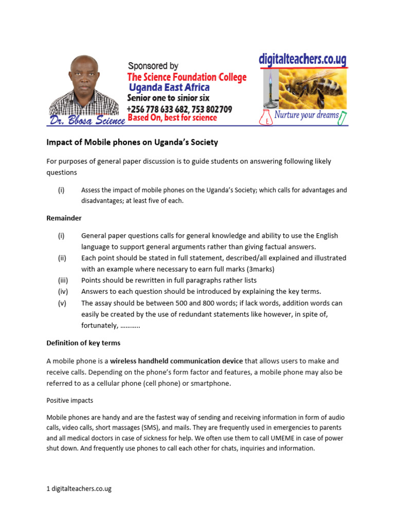 Mobile Phones' Impact on Ugandan Society | PDF | Mobile Phones | Telephone